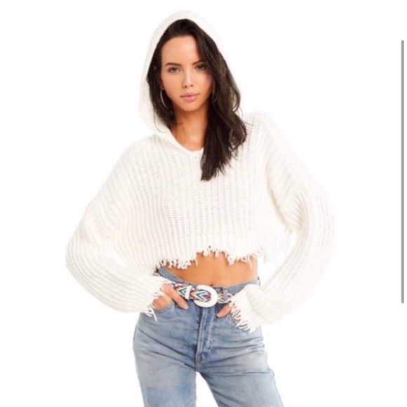 Wildfox | Sweaters | Wildfox Cropped Fringe Sweater Hoodie | Poshmark